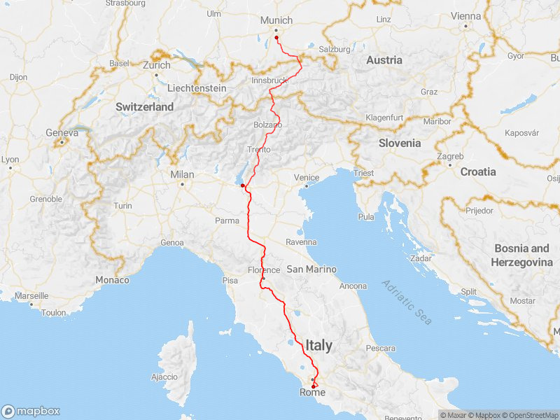 Travel from Munich to Rome - Travegeo by ShareMap