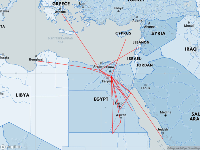 EgyptAir Express Route Map - Travegeo by ShareMap