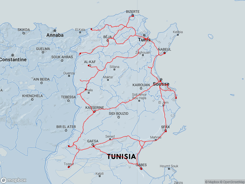 Railways in Tunisia - Travegeo by ShareMap