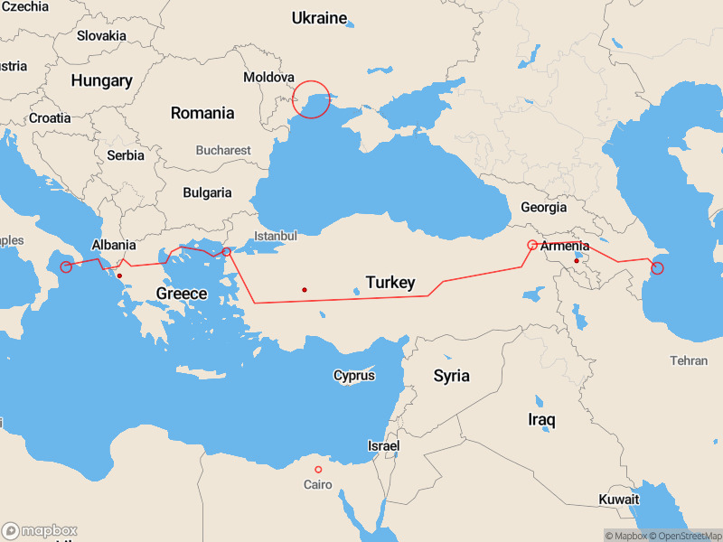 Southern Gas Corridor Map - Travegeo by ShareMap