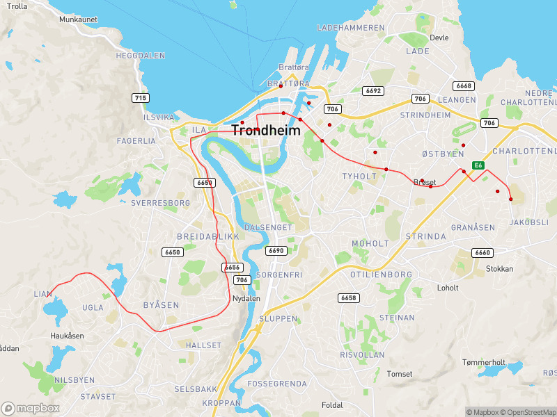 Proposed tramway to Brundalen Trondheim - Travegeo by ShareMap