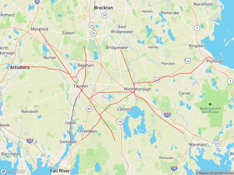 Middleborough railroads map - Travegeo by ShareMap