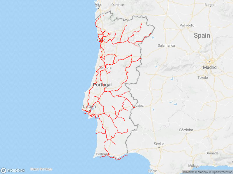 POrtugal railways map - Travegeo by ShareMap