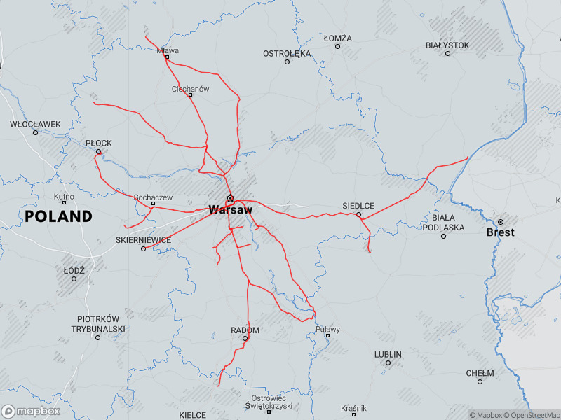 Warszawa - rail transport system - Travegeo by ShareMap
