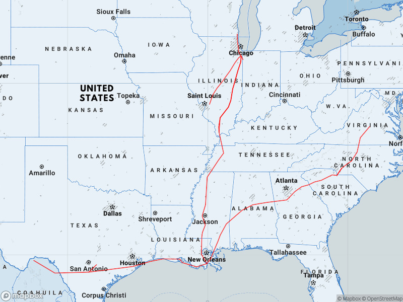 Amtrak Routes Serving NOLA - Travegeo by ShareMap