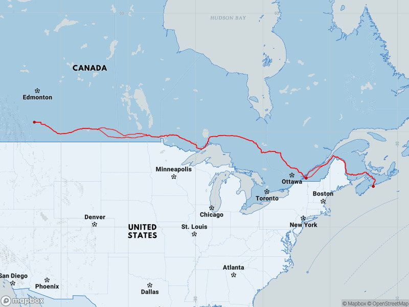 Travel from Halifax to Calgary - Travegeo by ShareMap